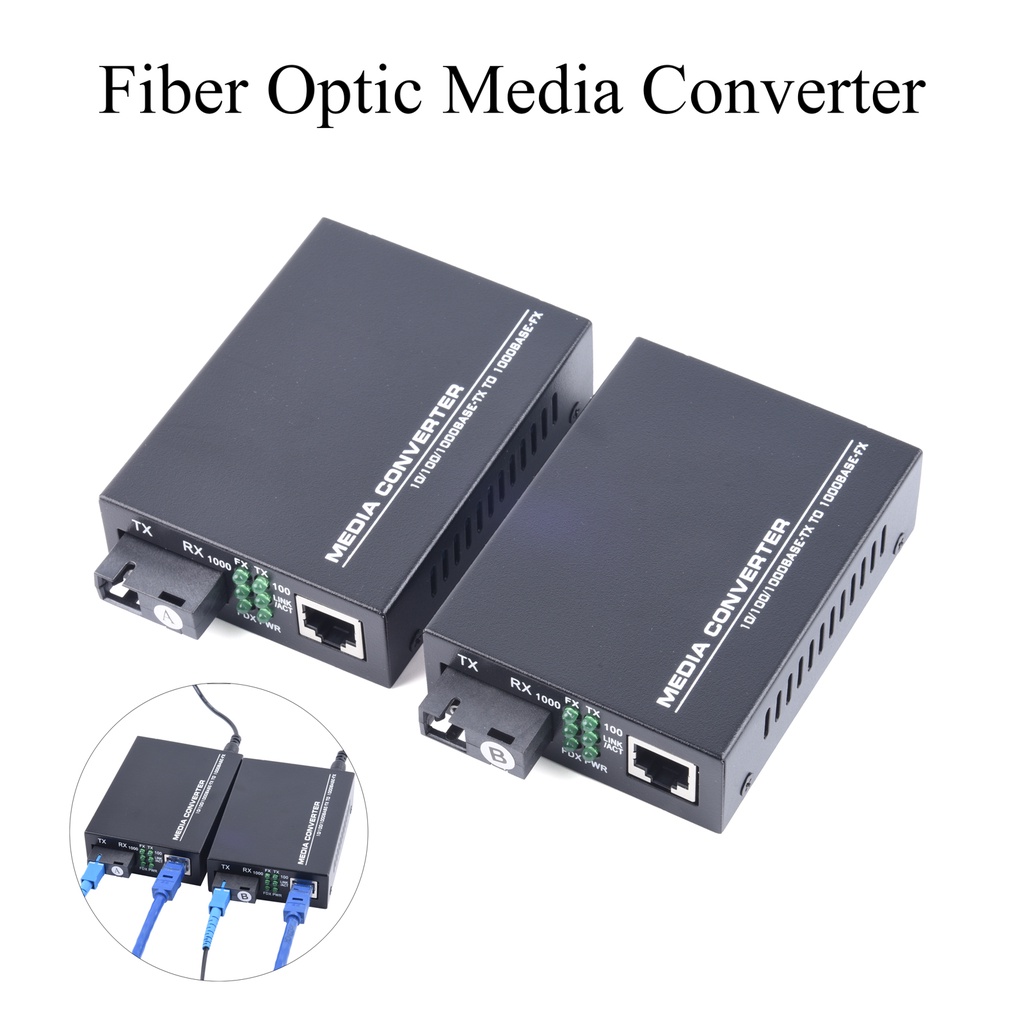 HTB-GS-03 Gigabit Fiber Optical Media Converter 10/100/1000Mbps Single ...