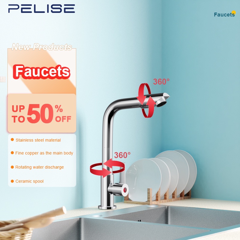 Pelise Faucet Kitchen Stainless Sink Faucets 360° Rotate Modern Faucet ...