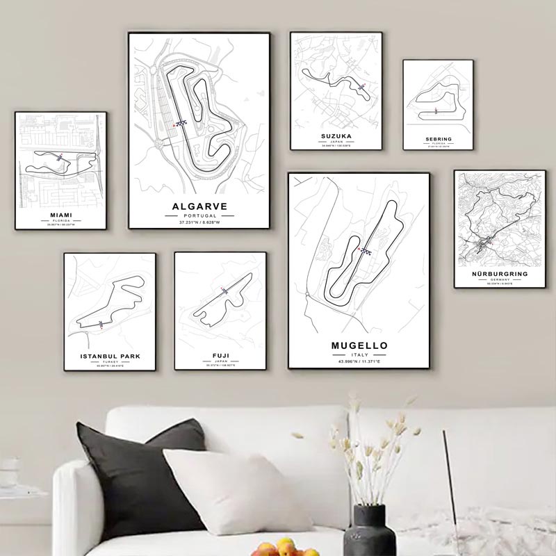 City Map Canvas Painting Minimalist Poster Boy Room Decoration | Shopee ...
