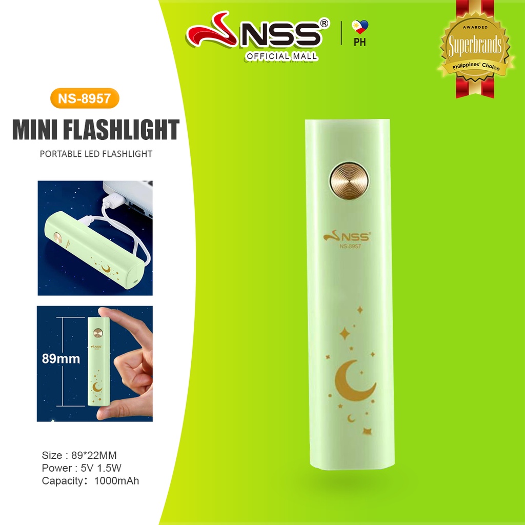 NSS Mini Flashlight Portable Outdoor USB Rechargeable LED Light Camping ...