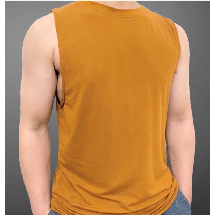 Unisex plain Fashion Simple Plain Muscle Tee sando shirt sleeveless ...