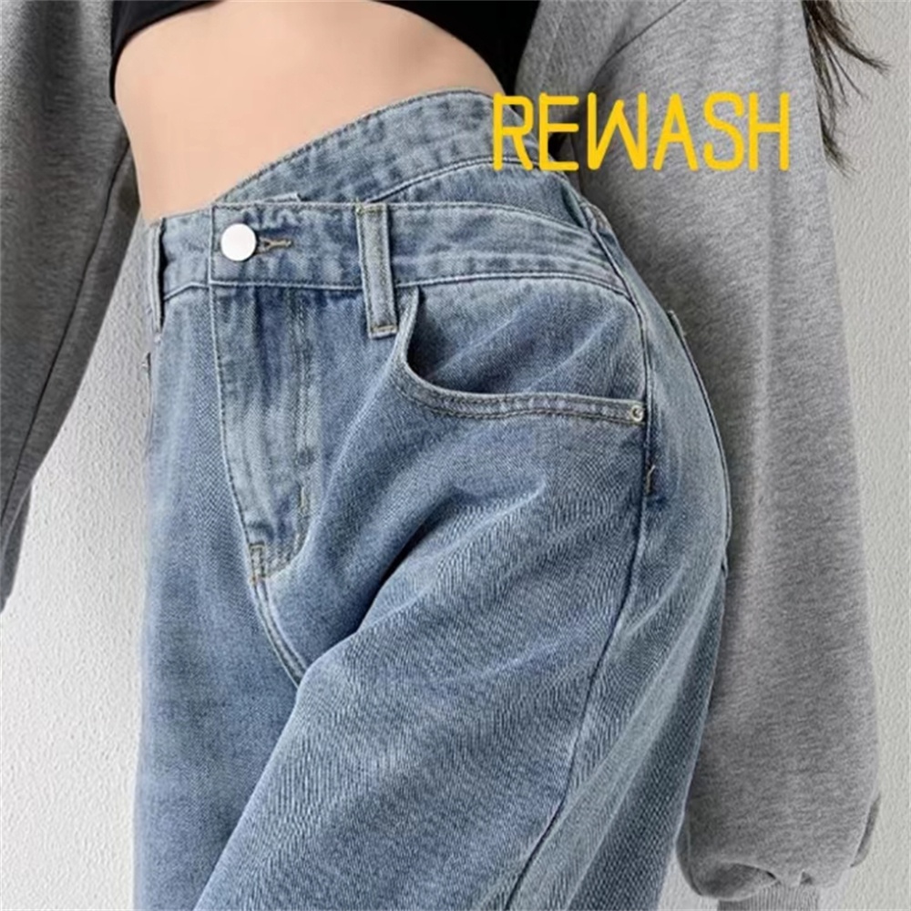 Mom Jeans High-Waist WIDE LEG Pants for Women Cross-waisted Korean ...