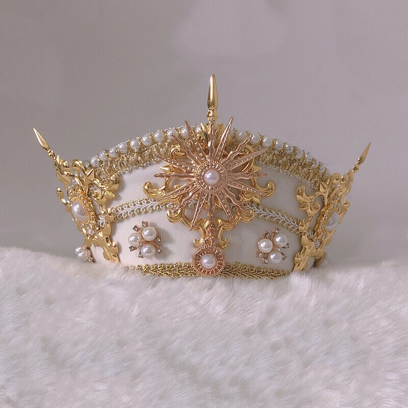 Lolita Girls Halo Crown Golden Renaissance Women French Hood Coronet ...