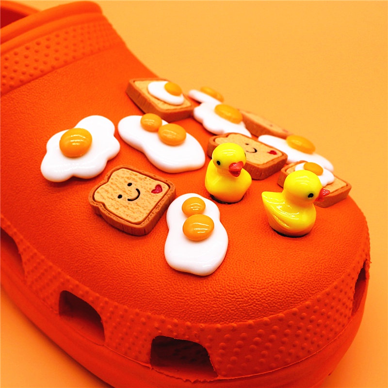 Cartoon Fried Egg Jibits Croocs for Kids Bread Snack Jibitz design ...