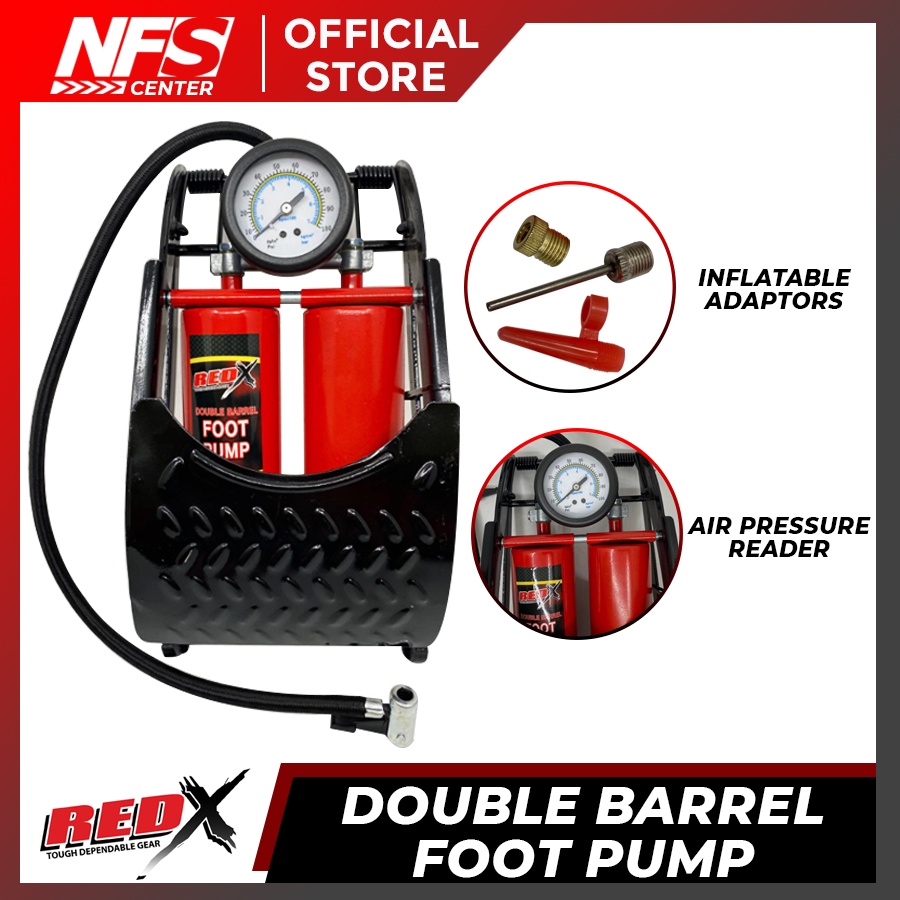 Red X Super Series Heavy Duty Metal Single Barrel Foot Pump 2x Faster ...