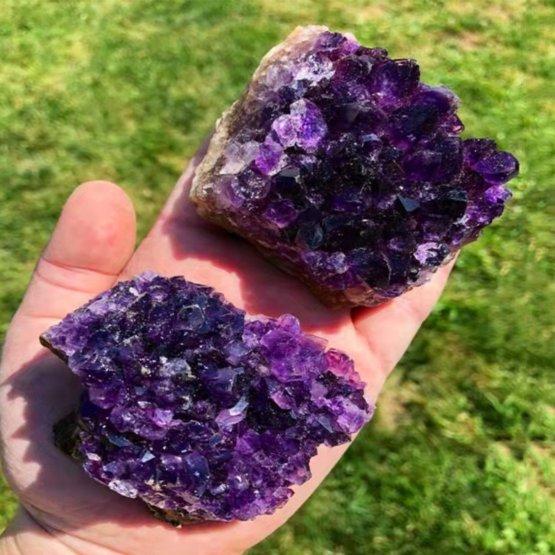Amethyst Cluster Purple Quartz Healing Crystal Dark Purple Amethyst ...