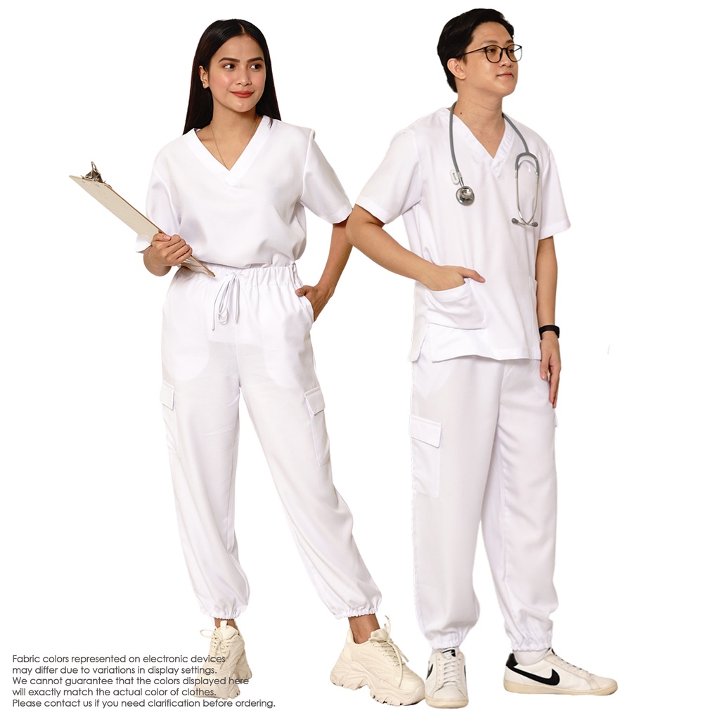 828 Uniforms Unisex Scrub Suits-V-Neck-Cotton Blend -White>>>Before ...