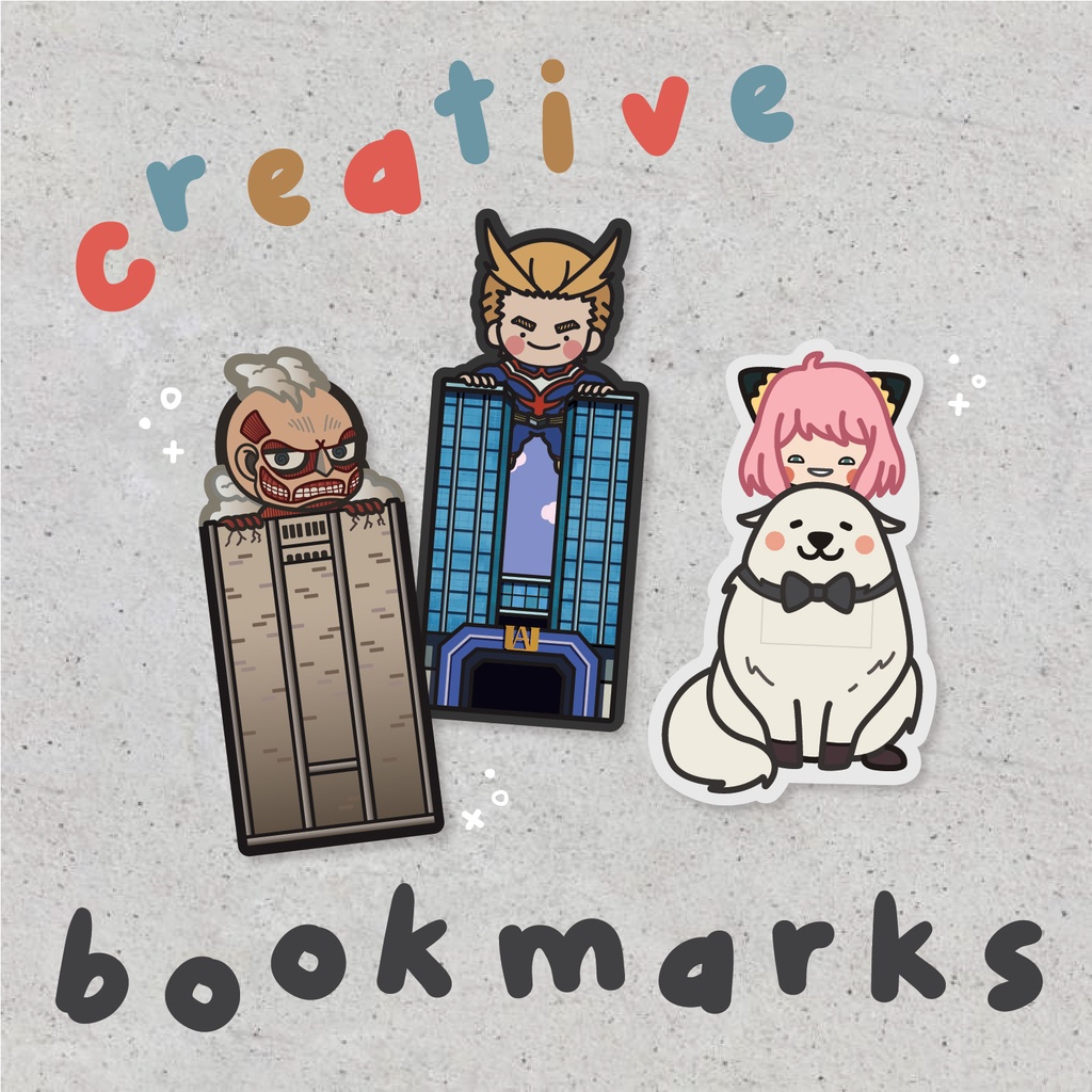 Anime Creative Bookmarks (AOT Colossal Titan, MHA All Might + Spy x ...