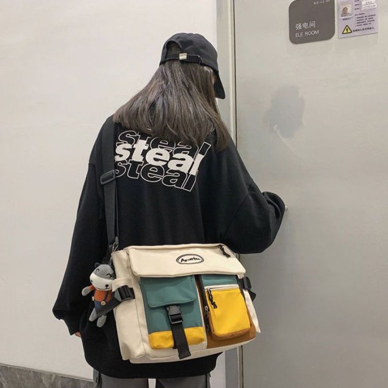 Trendy Messenger Bag Men's Fashion Ins Shoulder Bag Large Capacity ...