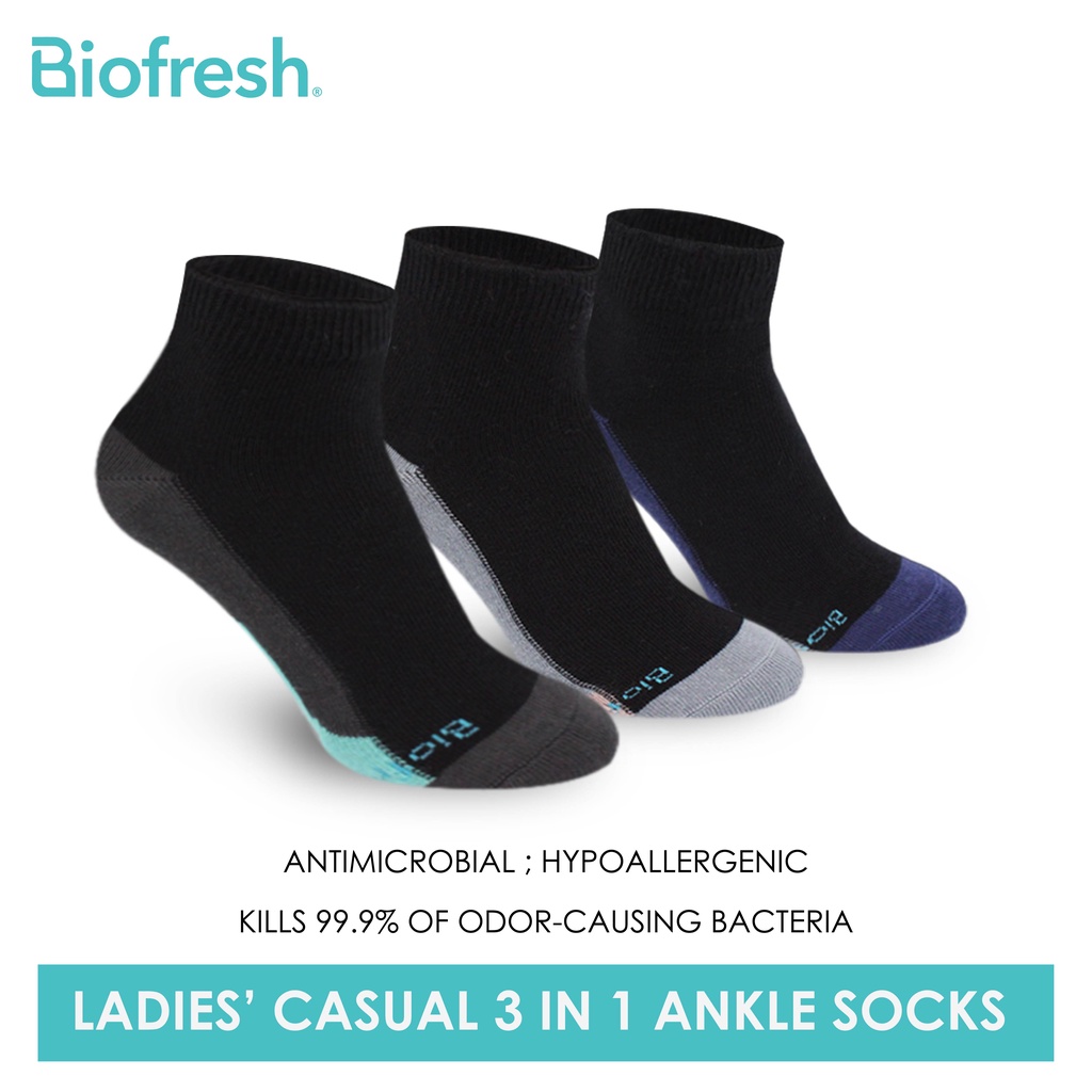 Biofresh Ladies’ Antimicrobial Lite Casual Ankle Socks 3 pairs in a ...