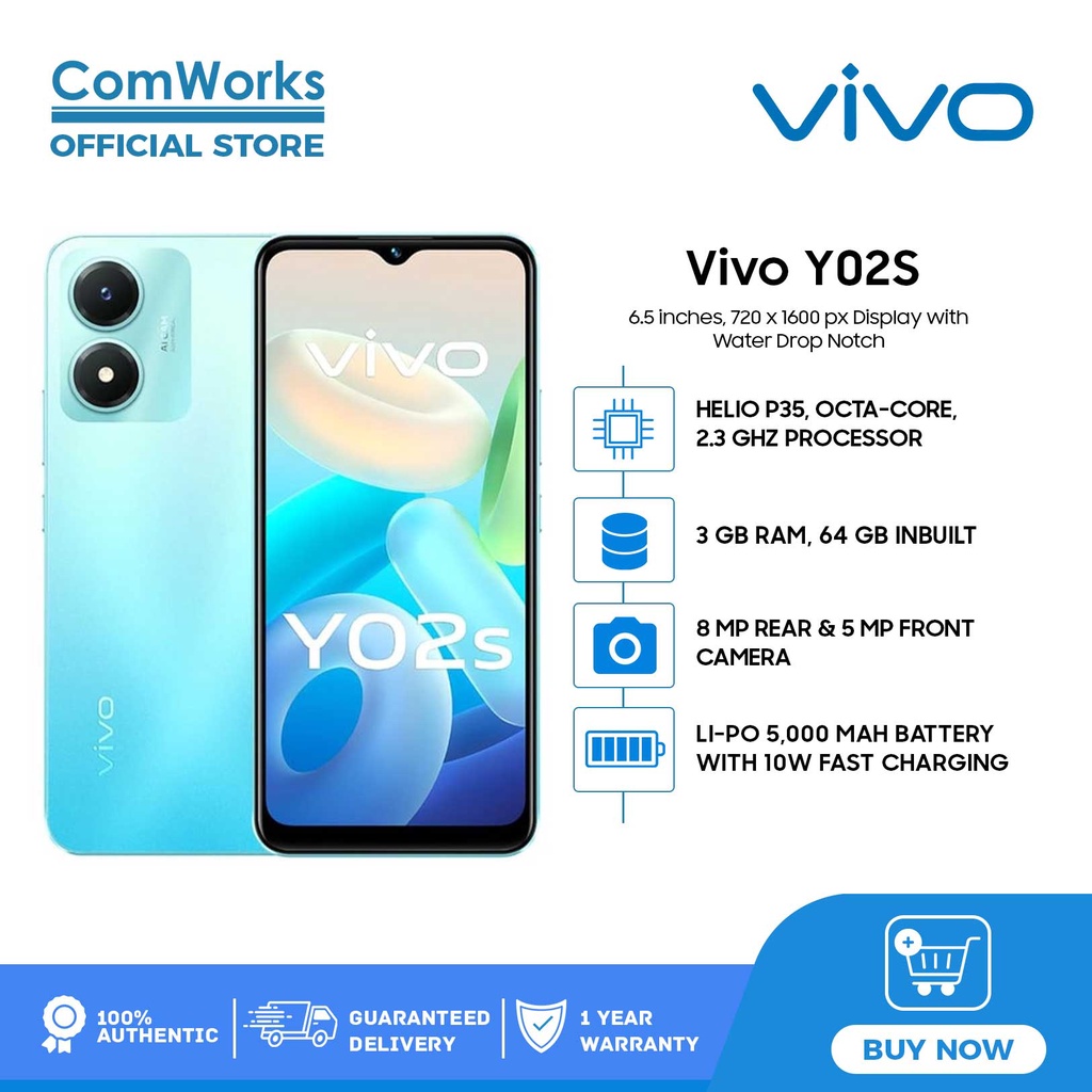 ComWorks Official Store | Vivo Y02s | 3GB /32GB / 64GB | 6.51 inches ...