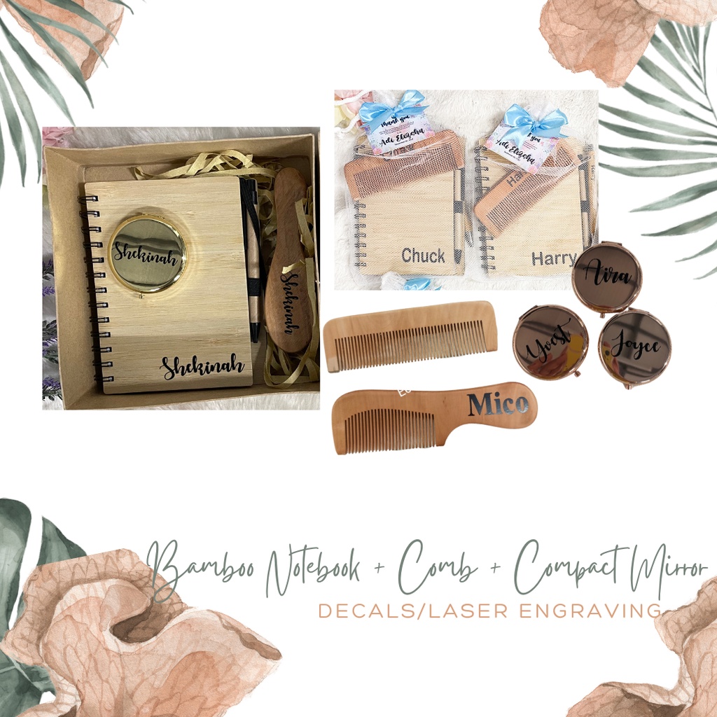 bamboo notebook + comb + compact mirror | Shopee Philippines