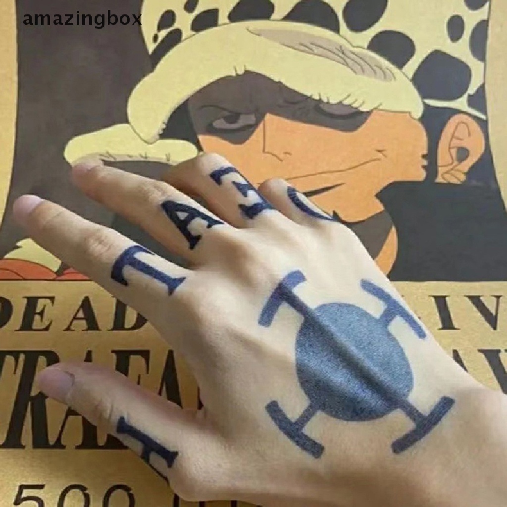 【AMPH】 Anime ONE PIECE Luffy Lasg Finger Tattoo Stickers Adult Cos Law ...