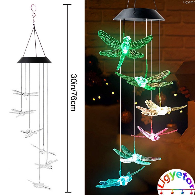Ligyetor Solar Disco Ball Wind Chime Lamp Outdoor Led Light Crystal ...