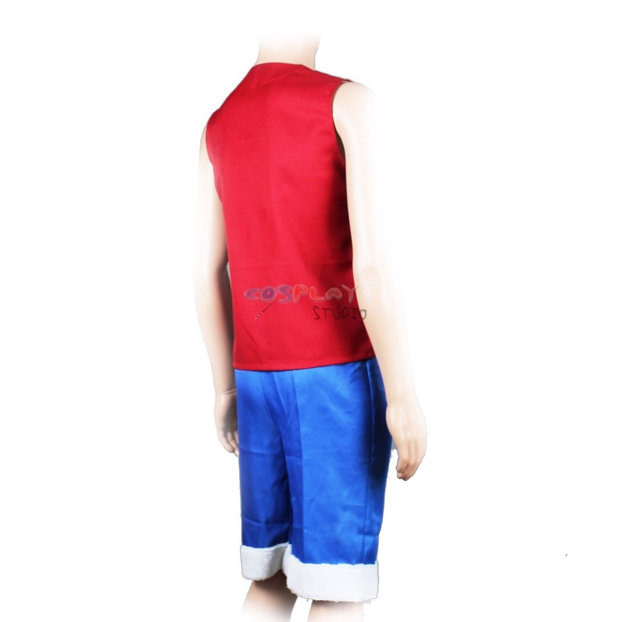 Japanese One Piece Cosplay Set Anime Monkey D Luffy Vest and Pants Red ...