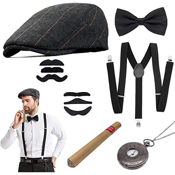 Mens 1920s Gatsby Accessories Mobster Men Accessories Including Panama ...