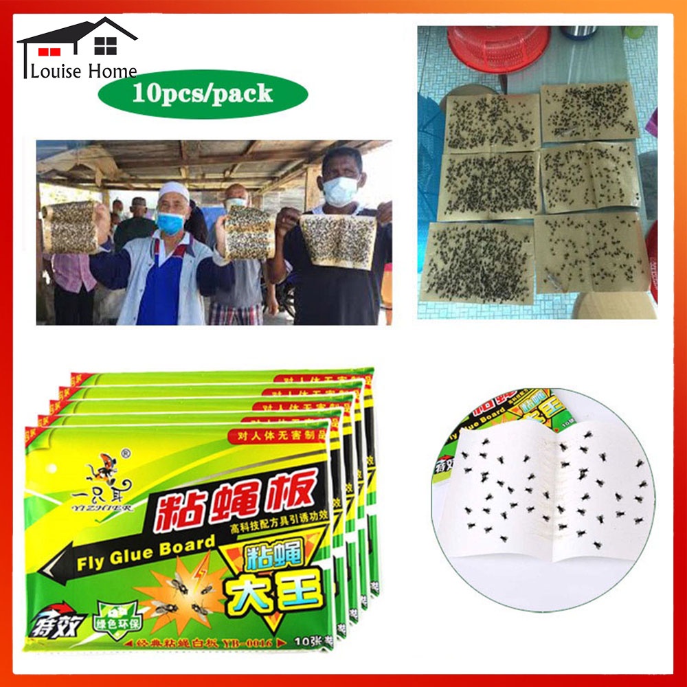 (Spot)10 pcs fly paper trap super sticky fly trap sticky glue fly ...