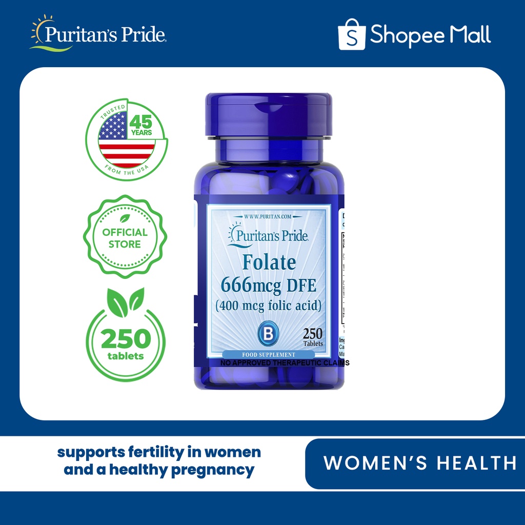 Folic Acid 400mcg 250 tablets Fertility Pregnancy Puritan's Pride ...