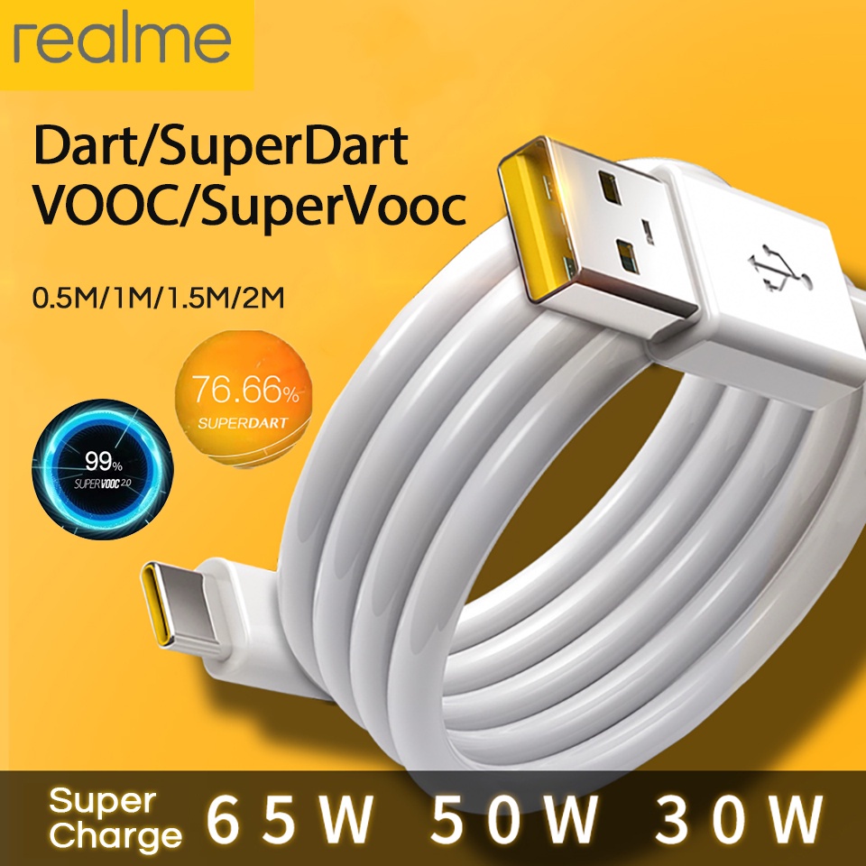 Type C Data Cable REALME Fast Charging Super Dart VOOC 18W 33W 60W 6.5A ...
