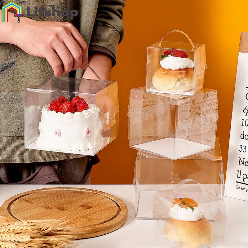 2/3/4/5 inch Transparent Box Foldable PET Mousse Cake Boxes Handheld ...