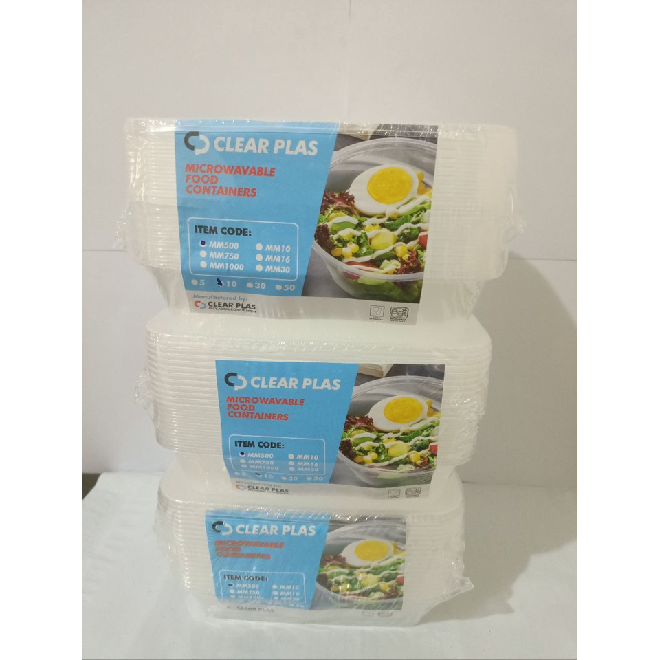 10pcs Rectangular Microwavable Food Container/ Plastic Tub (500ml ...