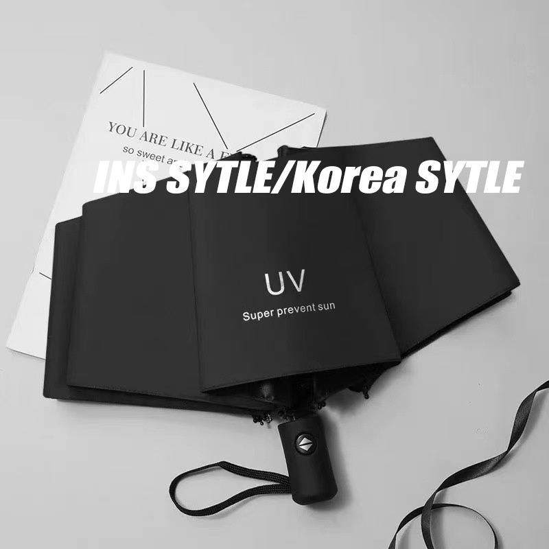 INS STYLE Umbrella Automatic Sunny Umbrella Anti-ultraviolet Folding Umbrella Men Women UV ...