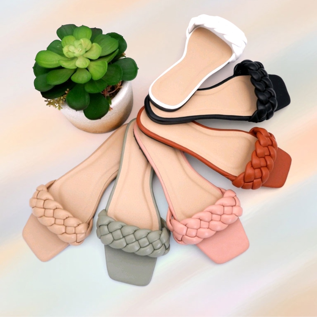 R&A310 Flat Big Braided Cushion Toe Strap Slides (Standard Fit ...