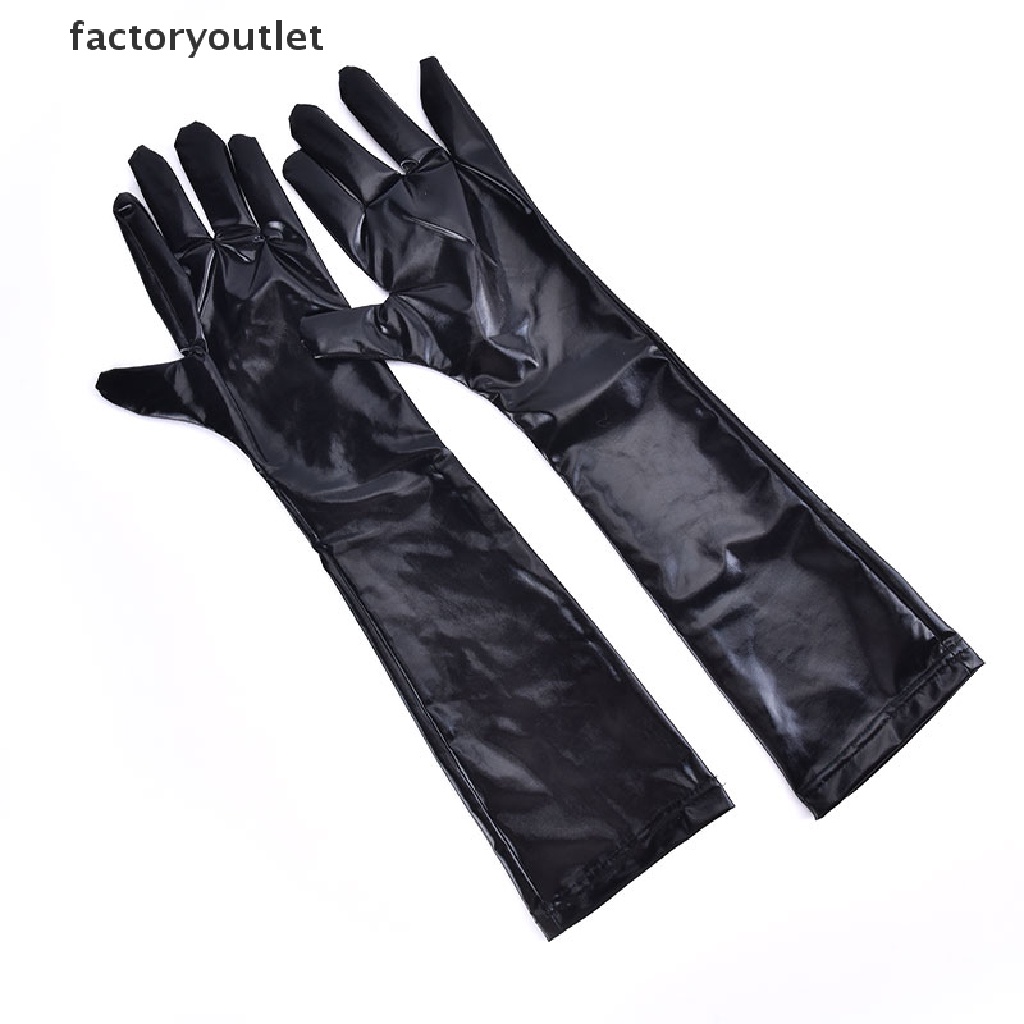 FCPH Stretch PU Leather Skinny Long Glove Punk Rock Hip Hop Jazz Disco ...