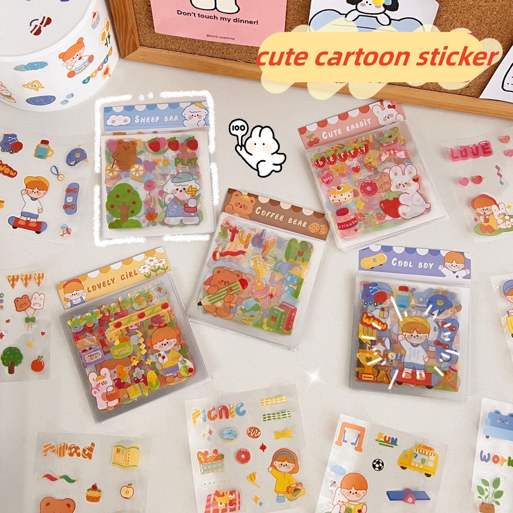 YoYo Sticker 20 Pieces Cute DIY Creative Animal Bear Girl Stationery ...