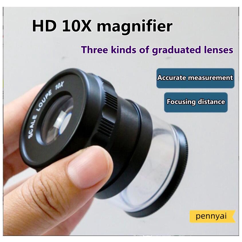 Crown Japan Imported Optical Magnifying Glass/With SCALE 10 Times Glass ...