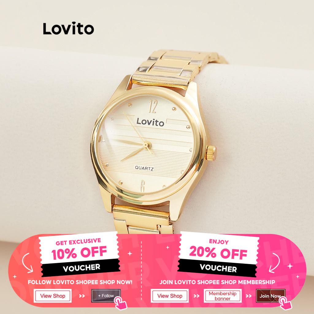 (Trendy) Lovito Women Classy Quartz Watch Plain Basic Stainless Steel ...