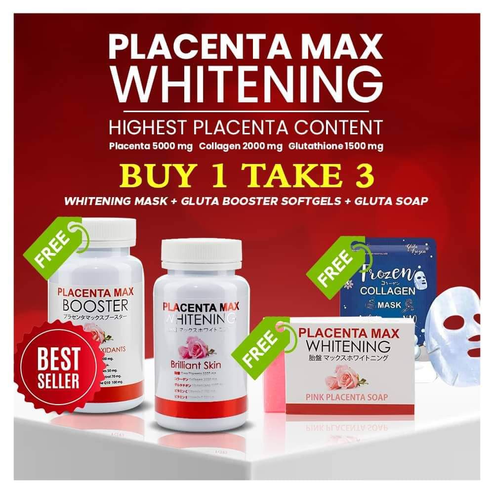 Placenta Max Whitening Glutathione with Placenta Max Booster and Soap ...