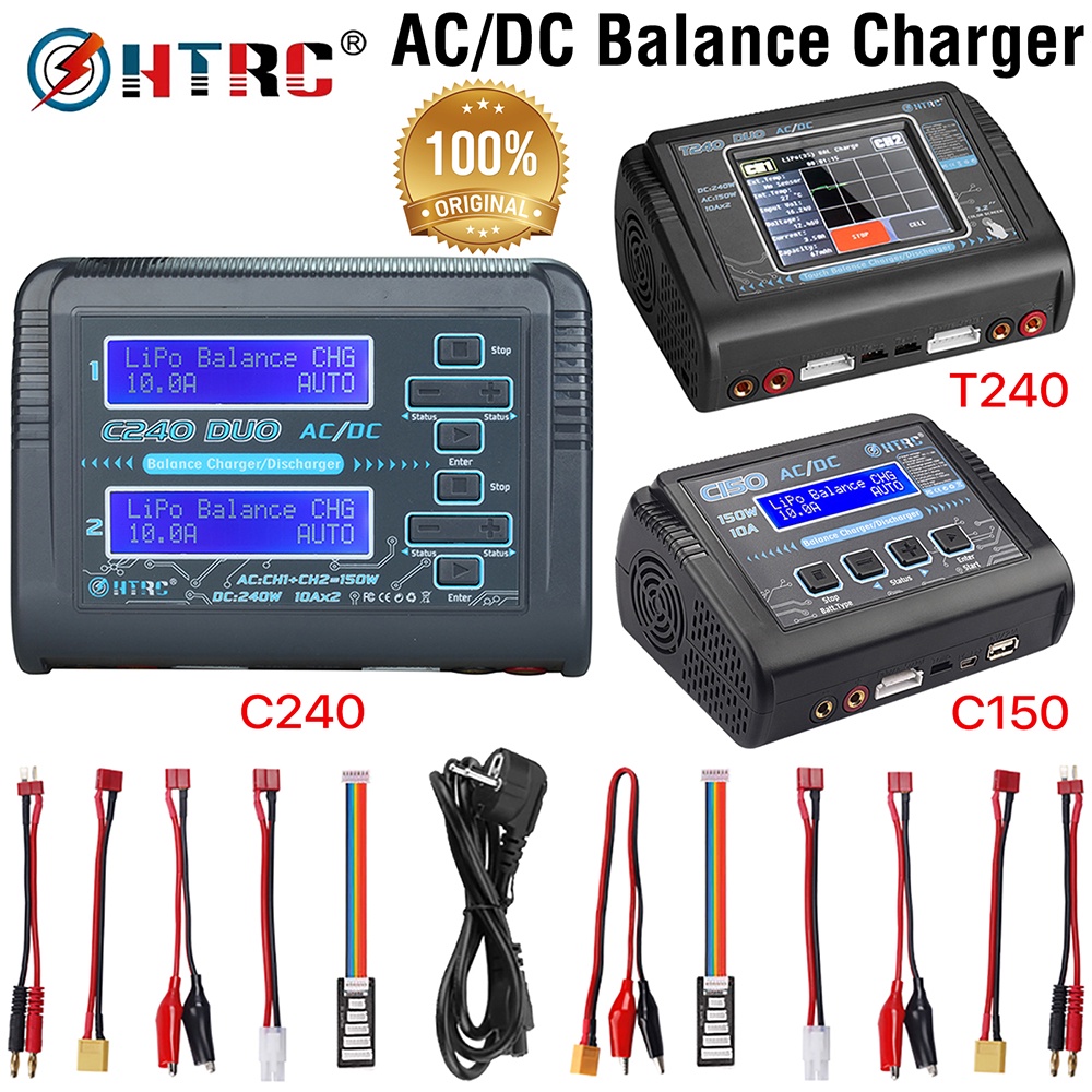 HTRC T240 DUO RC Charger Discharger Dual Channel AC 150W DC 240W Touch ...