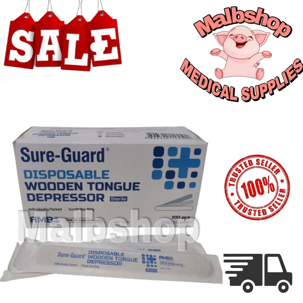 Sure Guard Sterile Wooden Tongue Depressor (1 Box - 100pcs) | Shopee ...
