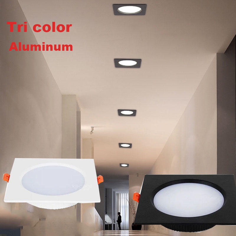 18W Square Downlight Recessed Ceiling Embeded Three Color Down Lamp Tri ...