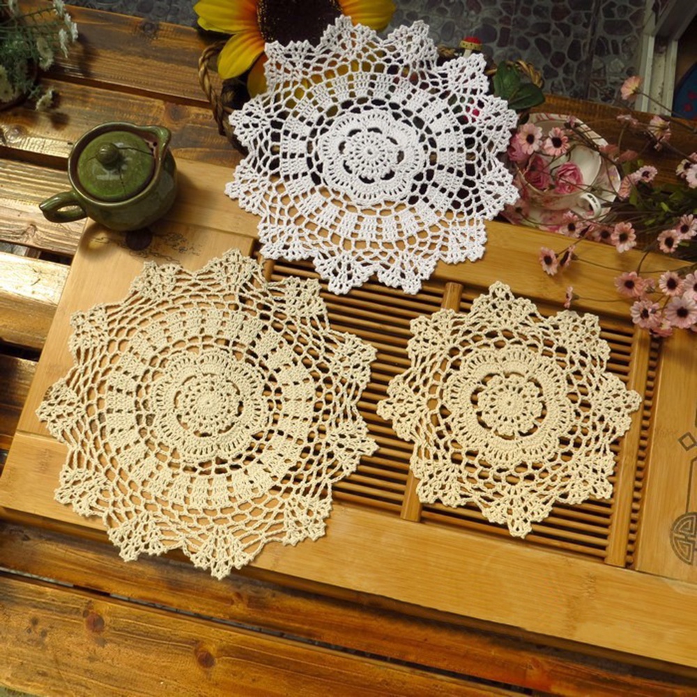 Round Hand Crocheted Doily Vintage Cotton Crochet Table Place Mat ...