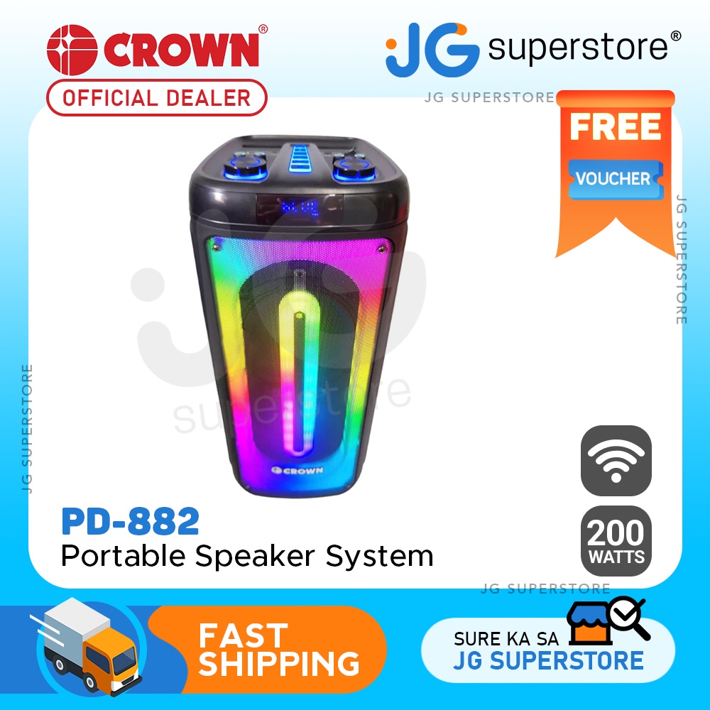 Crown PD-882 200W Portable Wireless Speaker Mic, Bluetooth, USB / TF ...