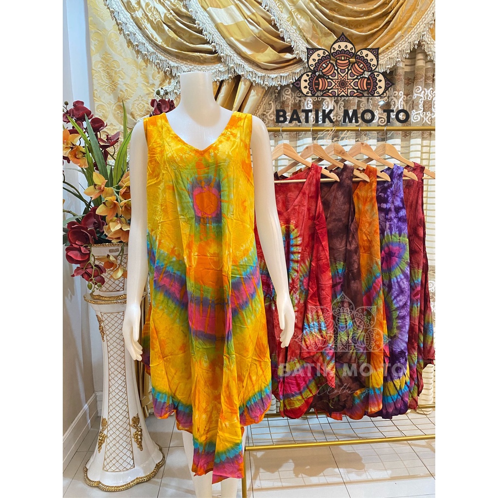 BATIKMOTO Tiedye Summer Beach wear Batik Daster Dress Pure Rayon ...