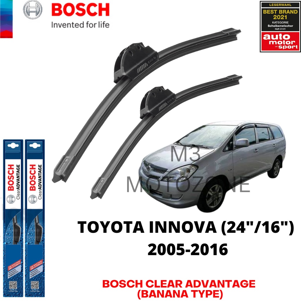Bosch Clear Advantage Wiper Blade Set for Toyota Innova 2005-2016 (24 ...