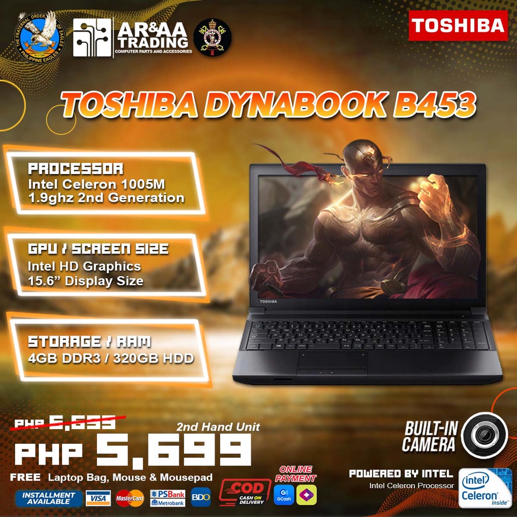 Laptop TOSHIBA DYNABOOK B453 Intel Celeron 1005M 1.9ghz-4gb 320gb HDD ...