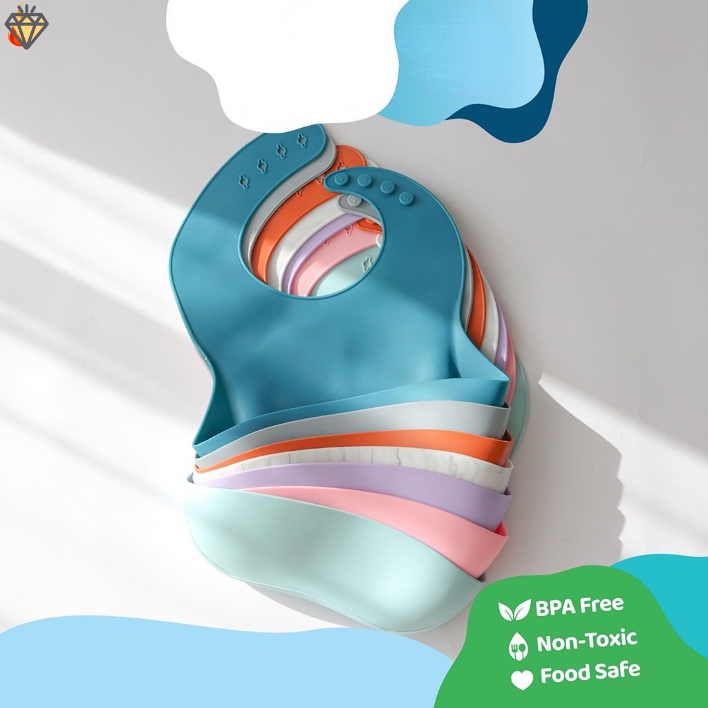 Baby Color Pop Silicone Feeding Bib with Wide Food Catcher TCH | Shopee ...