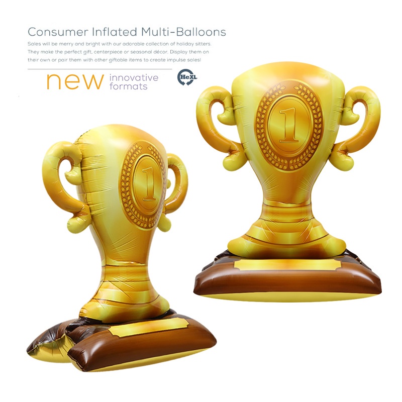 4D Stand Gold Championship Trophy Foil Balloons Sports Theme Graduation ...