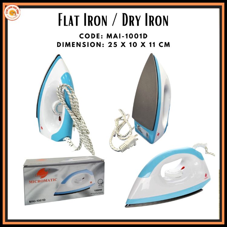 Micromatic MAI-1001D Non-Stick Coating Sole Plate Flat Iron / Plantsa ...