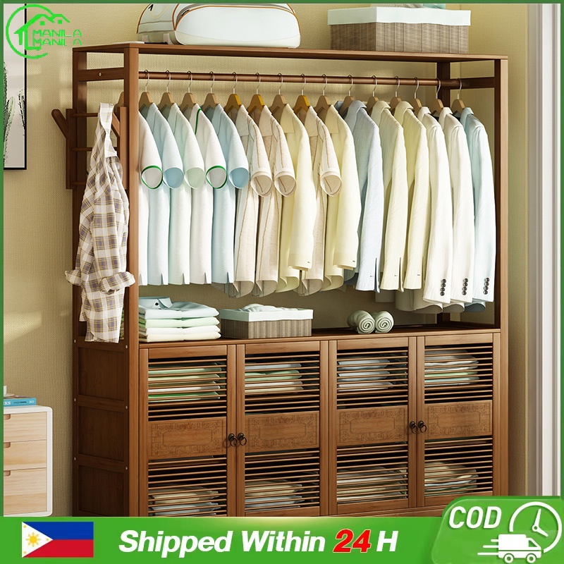 Wardrobe Wooden Bamboo Modern Storage Simple Economical Solid Wood ...