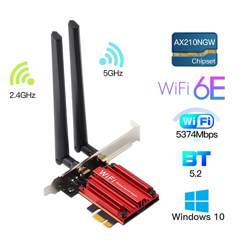 WiFi 6E Intel AX210 Bluetooth 5.3 Tri Band 2.4G/5G/6Ghz AX210NGW 802.11AX PCIe Wireless Network ...
