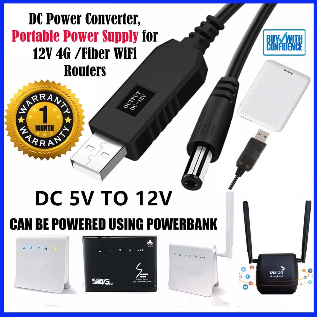 5V TO 12V USB WIFI TO POWERBANK CABLE/ POWERBANK TO WIFI ROUTER/WIFI ...