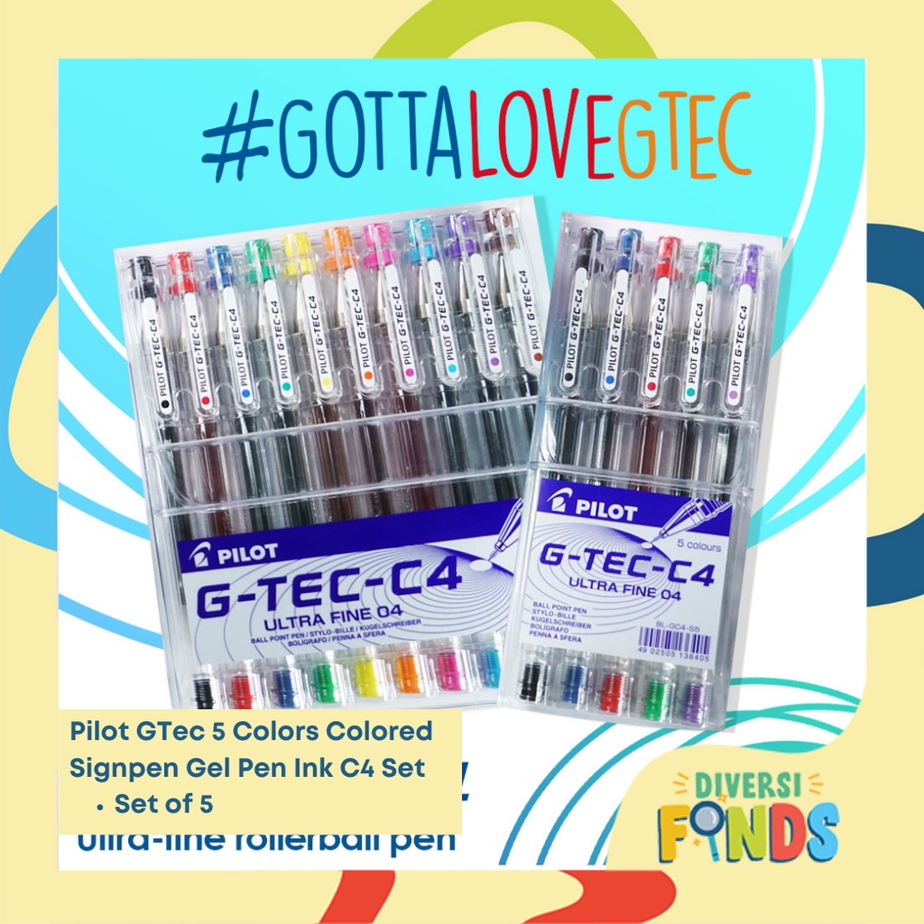1 Set Pilot GTec 5 and 10 Colors Colored Sign pen 0.4mm - Gel Pen Ink C4 Set | Shopee Philippines