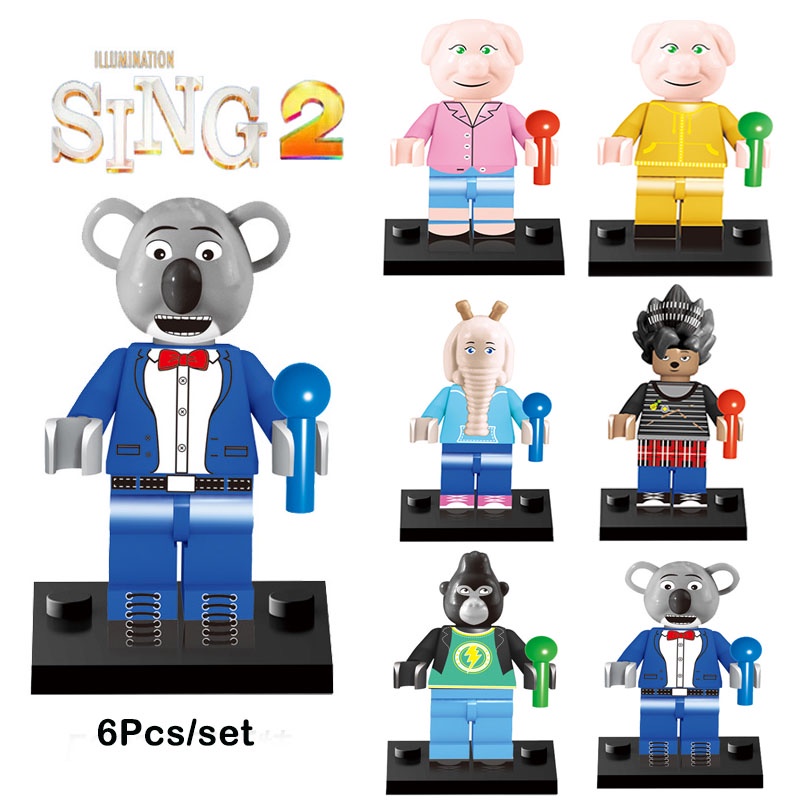 Kids 6Pcs/Set Sing 2 Toy Building Blocks Figure Models Rosita Meena Ash ...