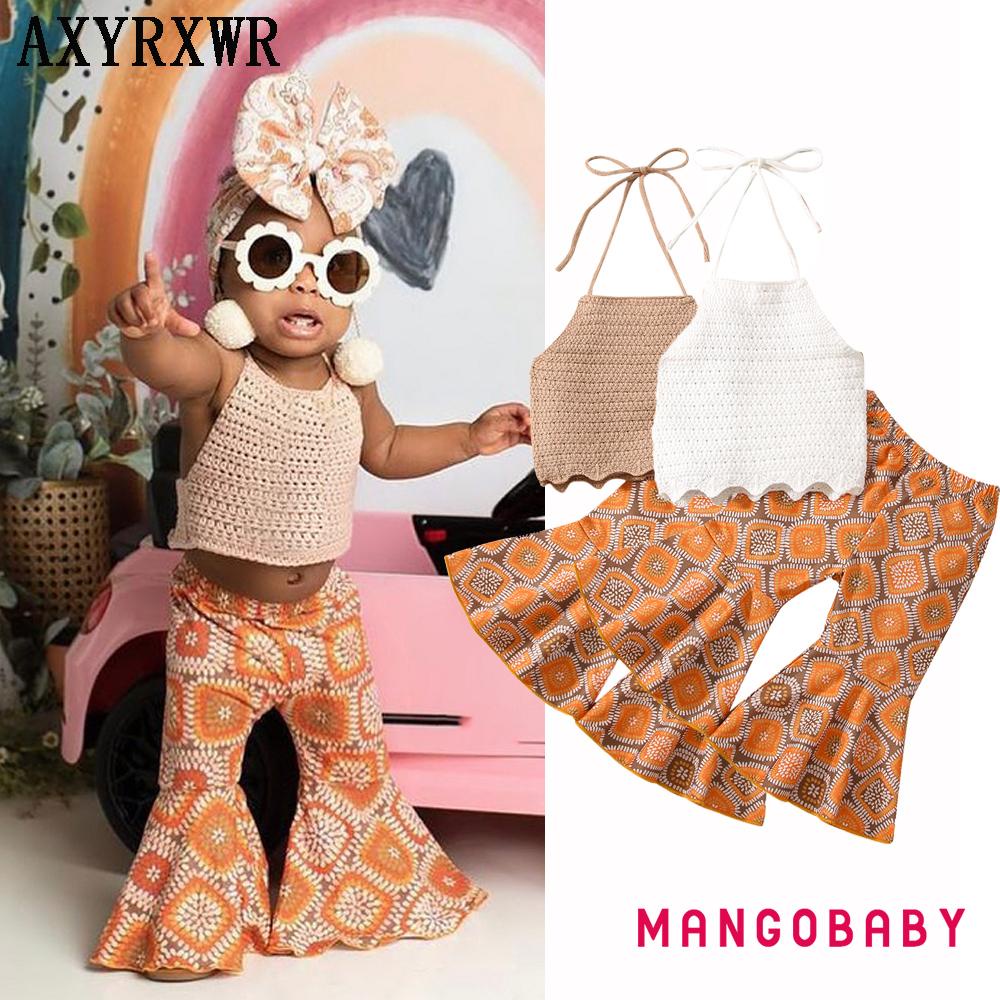 MG-Baby Girls Summer Outfits Summer Sleeveless Halterneck Tops and ...