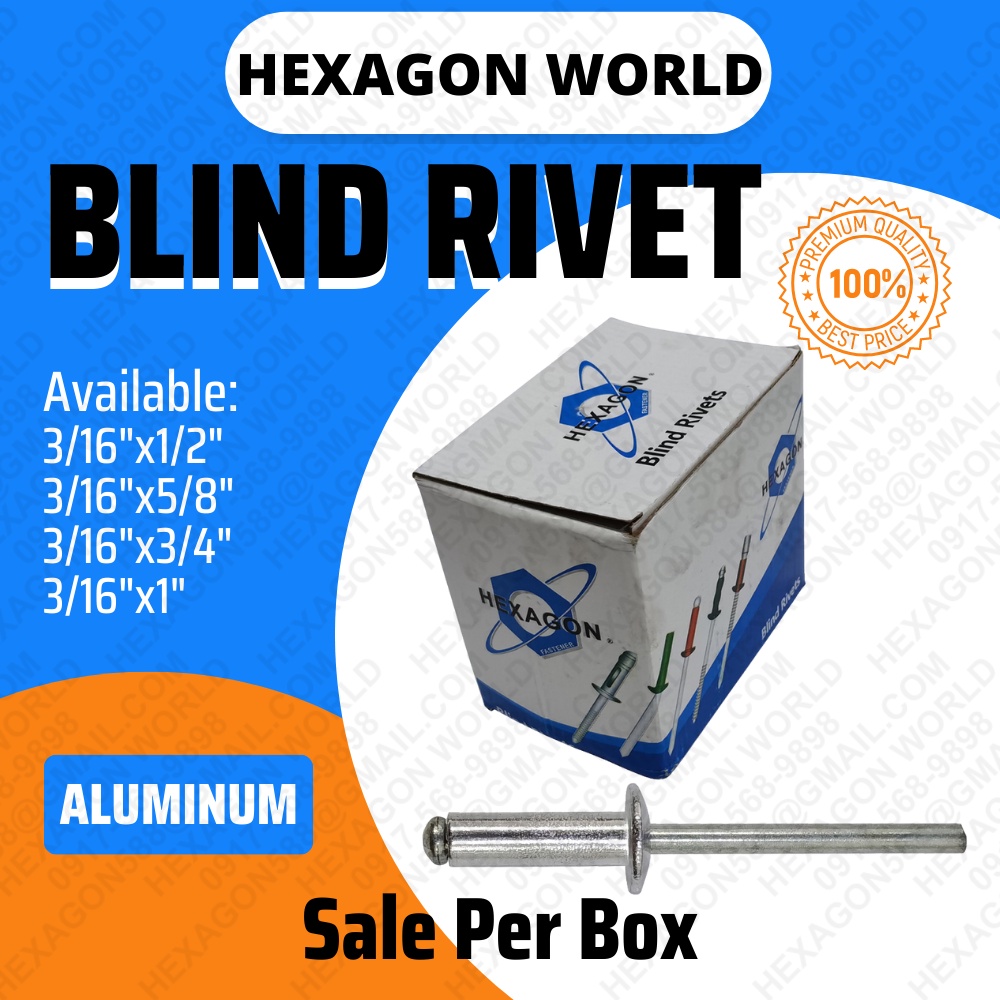 1Box Hexagon Brand Blind Rivet Aluminum BlindRivet Heavy Duty | Shopee ...